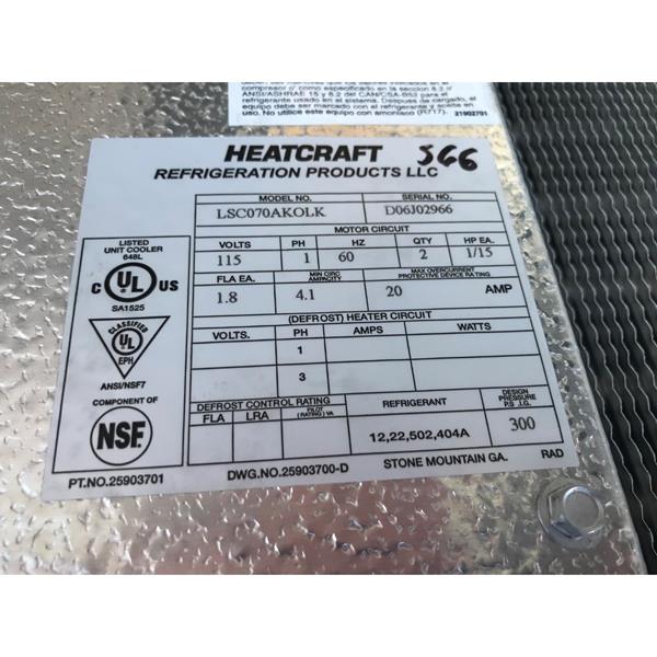 Heatcraft Walk In Freezer Evaporator - Like New.