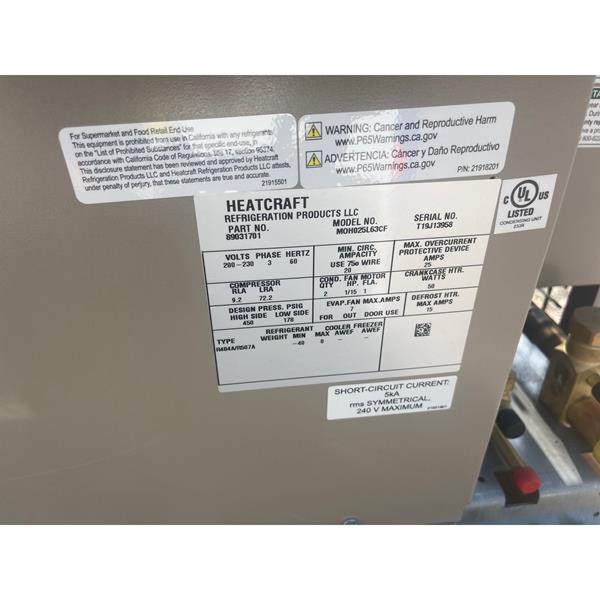 2.5 HP Heatcraft Surplus Low Temp System (3Ph 230v) (2.5 HP) | Barr ...