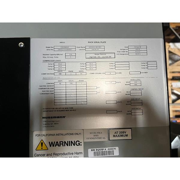 108 HP Low Temperature Compressor Rack & Remote Condenser Package (2018 ...