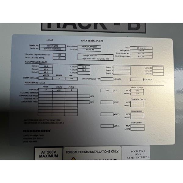 50 HP Medium Temperature Compressor Rack & Remote Condenser Package ...
